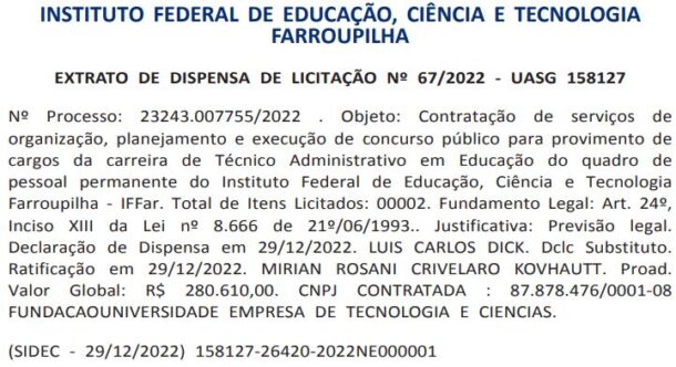 Concurso IFFar: Fundatec é a banca; edital iminente